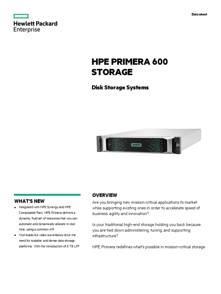 Hpe Primera 600 Storage Psn1011657880usen 1585833208548 | PDF | Cloud ...