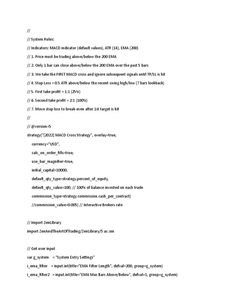 MACD Strategy Pine Script Code | PDF | Financial Markets | Market ...
