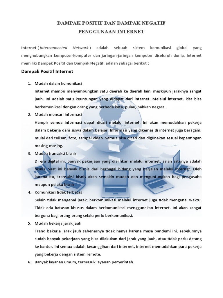 Dampak Positif Dan Dampak Negatif Internet | PDF Dampak Positif Dan Dampak Negatif Internet | PDF