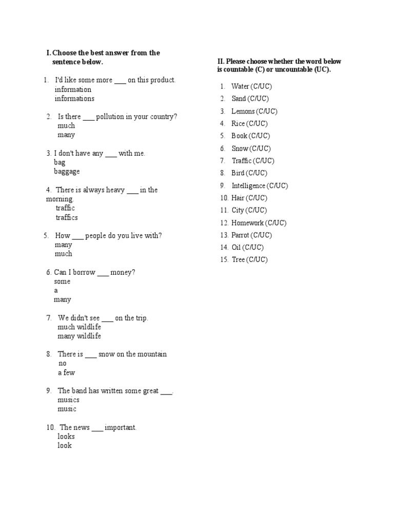 Soal Countable and Uncountable | PDF