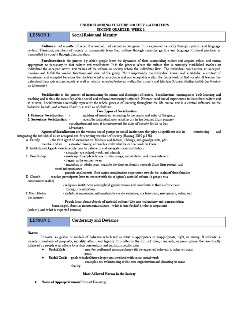 Social Roles and Identity Explained | PDF | Socialization | Deviance ...