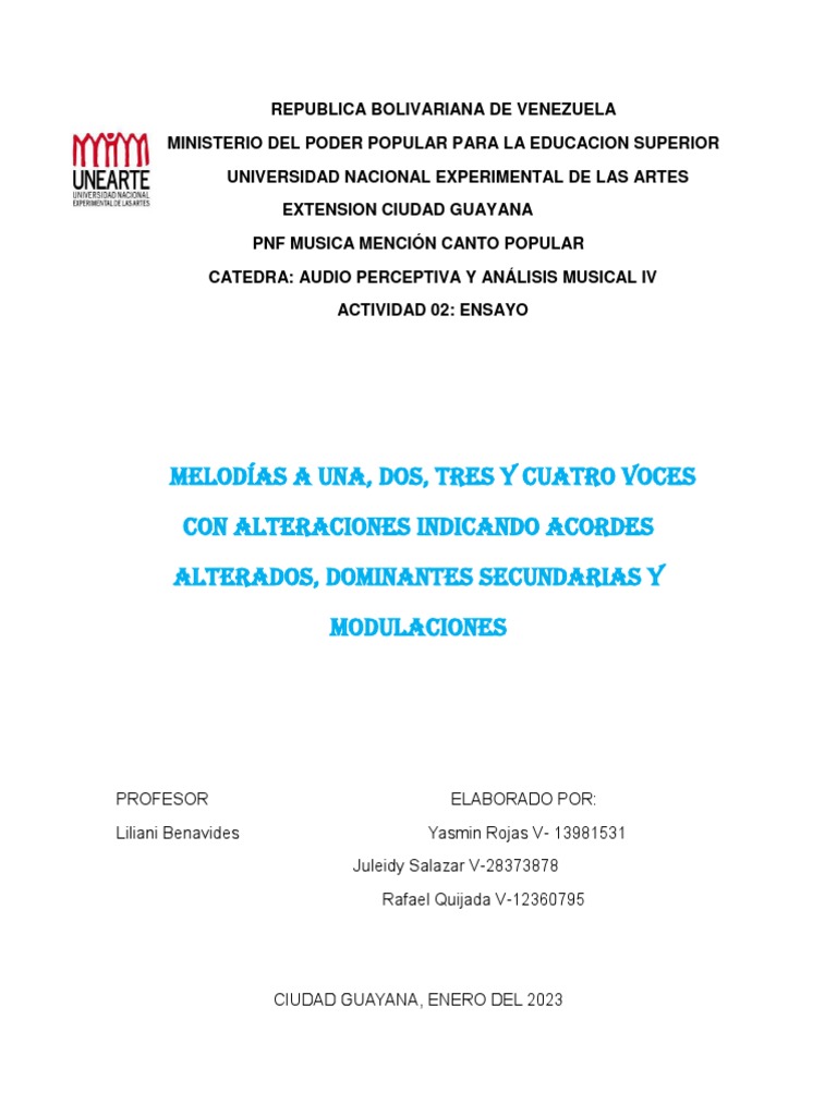 2° Actividad Ensayo Audio y Perceptiva Iv | PDF | Acorde (Música) | Armonía