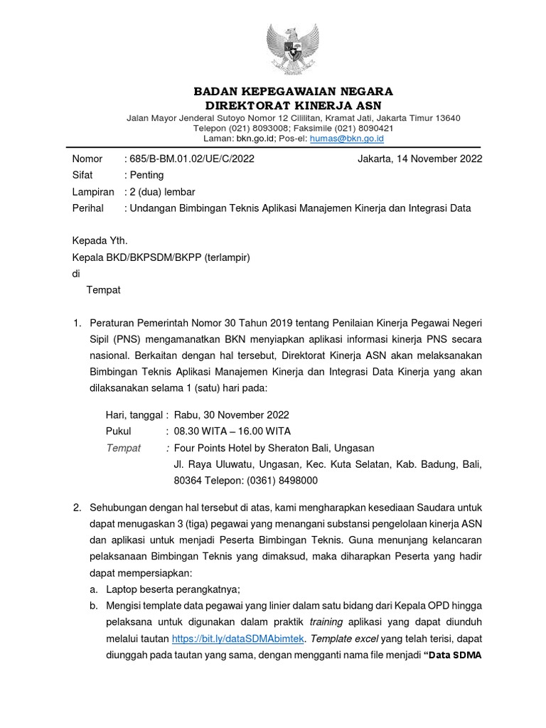 685 Undangan Instansi Bimtek Denpasar | PDF 685 Undangan Instansi Bimtek Denpasar | PDF