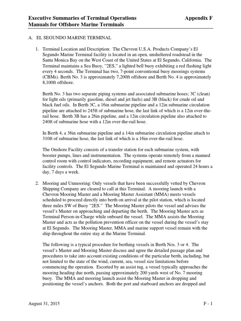 El Segundo Marine Terminal Guide | PDF | Pipeline Transport | Oil Spill