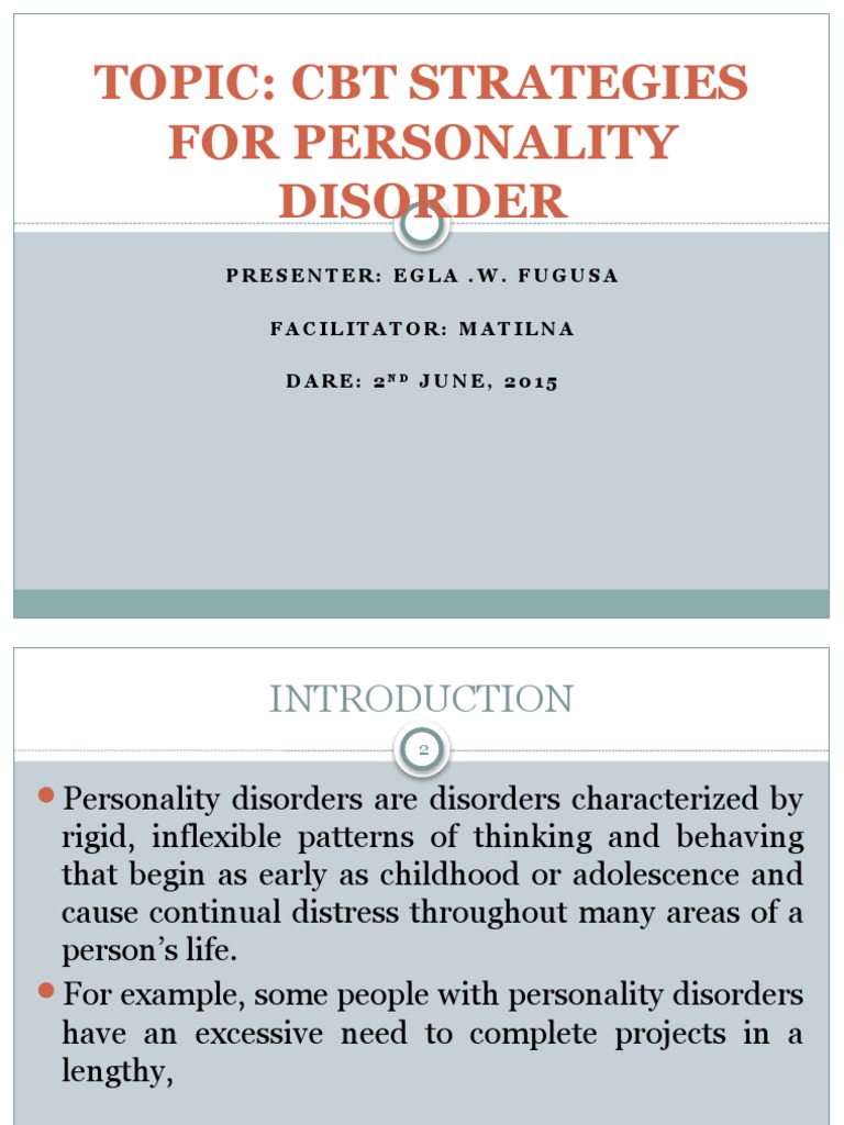 CBT Strategies Foe Personality Disorder | PDF | Cognitive Behavioral ...