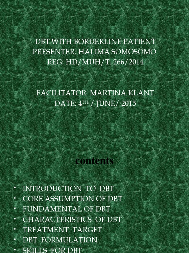 DBT With Bordeline Patient | PDF | Dialectical Behavior Therapy | Borderline Personality Disorder