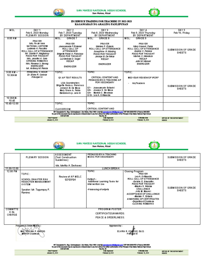 Inset 2022 2023 Ap Dept | PDF
