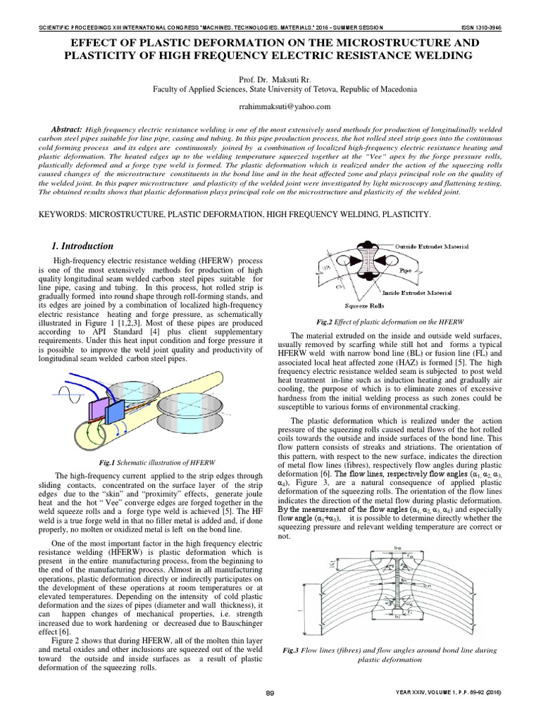 Effect of Plastic Deformation On The Microstructure and Plasticity of High Frequency Electric ...