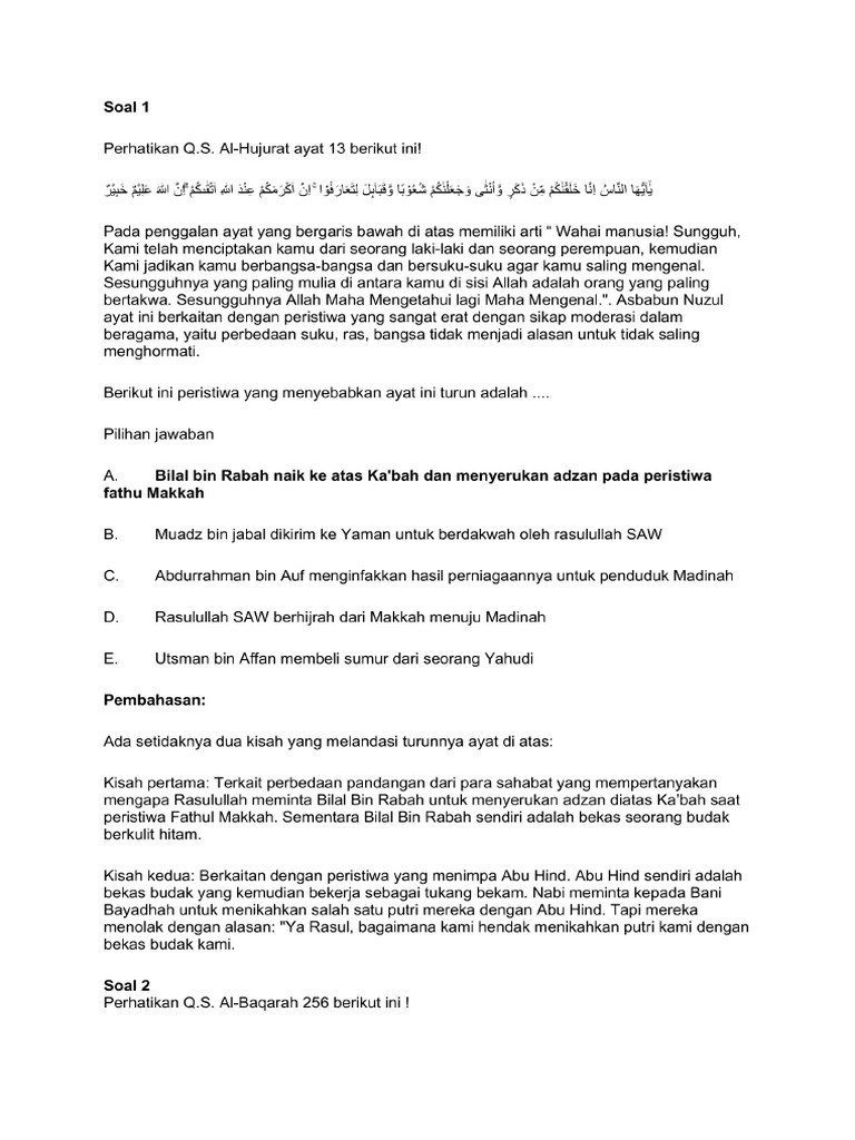 Soal Moderasi Beragama Kemenag | PDF