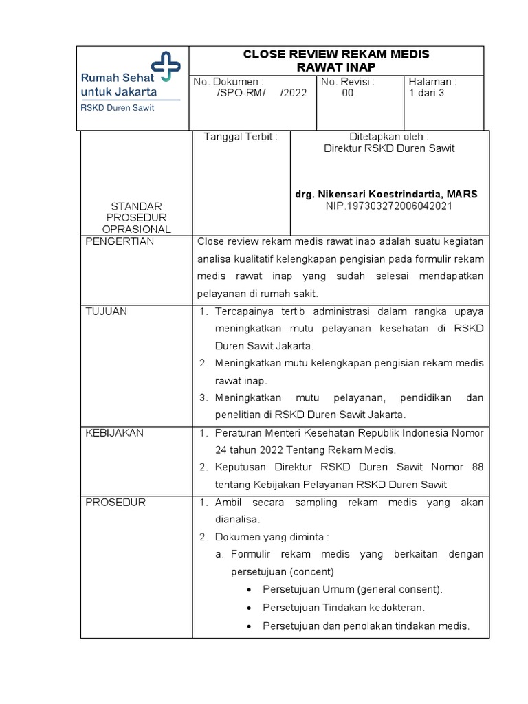 Spo Close Review Rekam Medis | PDF
