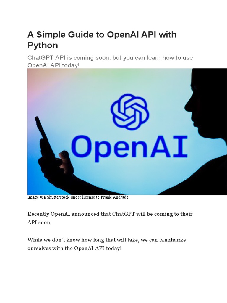 A Simple Guide To OpenAI API With Python | PDF | Computer Science ...