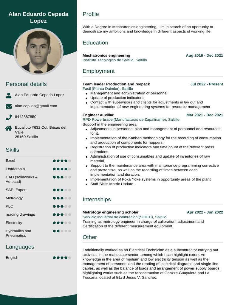 Resume Alan Eduardo Cepeda Lopez | PDF | Engineering | Science