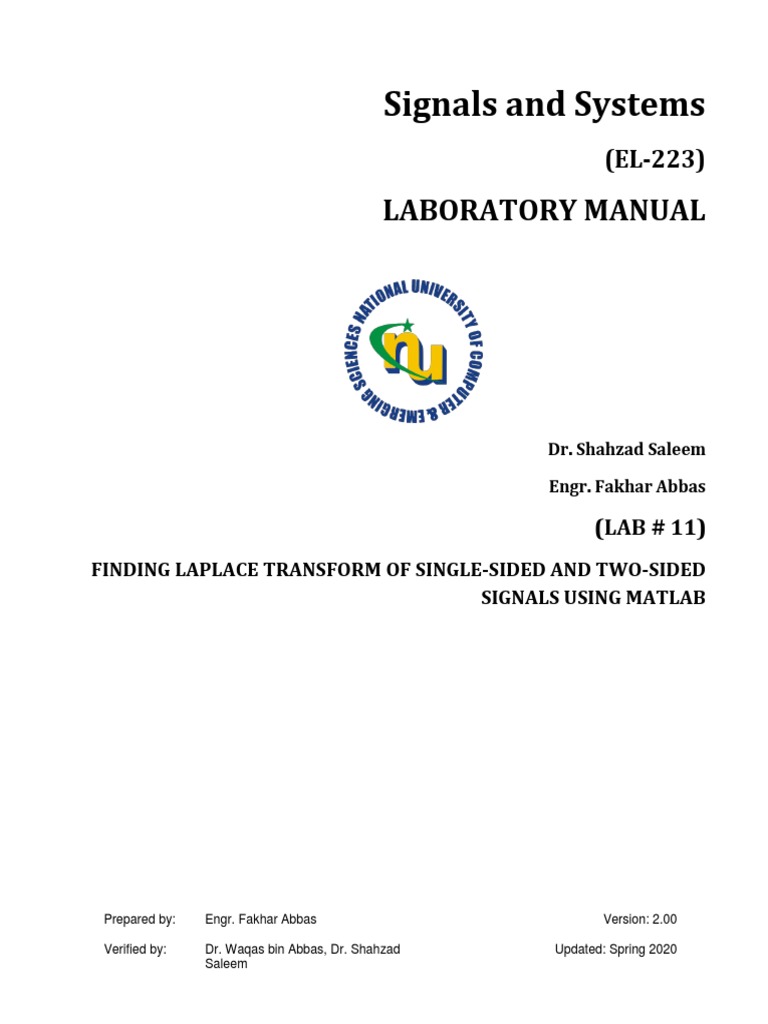 SNS Lab11 SP2020 | PDF | Laplace Transform | Functions And Mappings