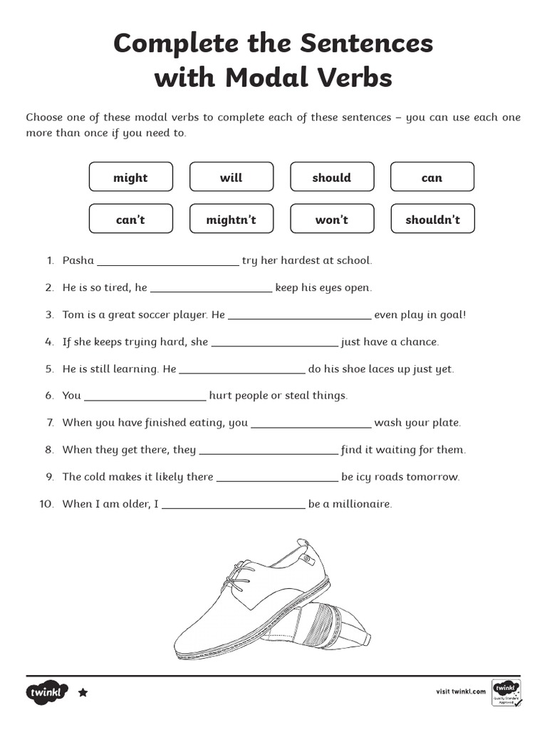 Au t2 e 2186 Complete The Sentences With Modal Verbs Differentiated ...