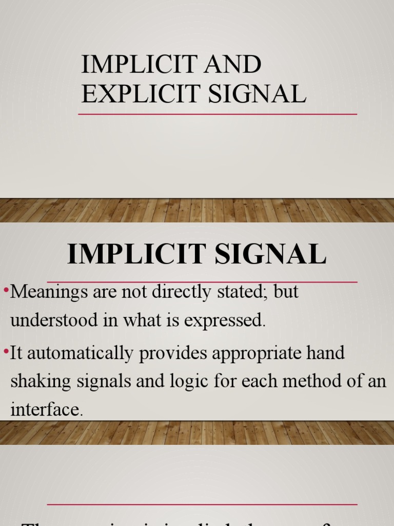 Implicit and Explicit Signal | PDF | Language Arts & Discipline