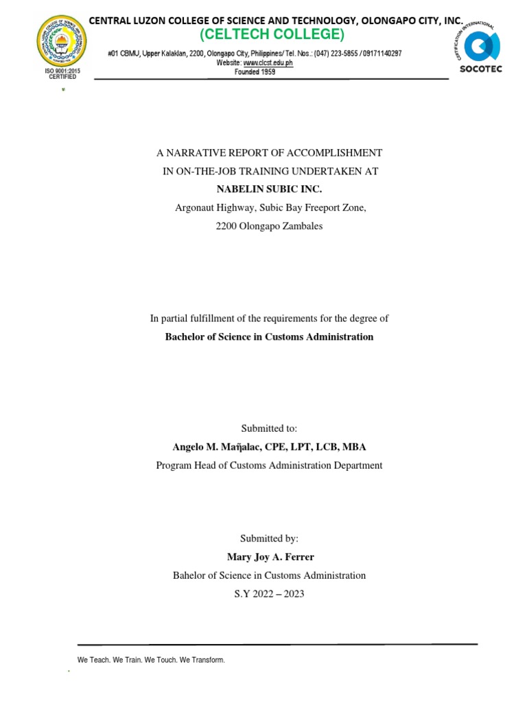 NARRATIVE REPORT Final | PDF | Cognition | Cognitive Science