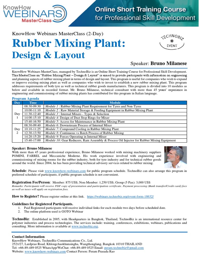 MasterClass Rubber Mixing Plant Design&Layout English | PDF