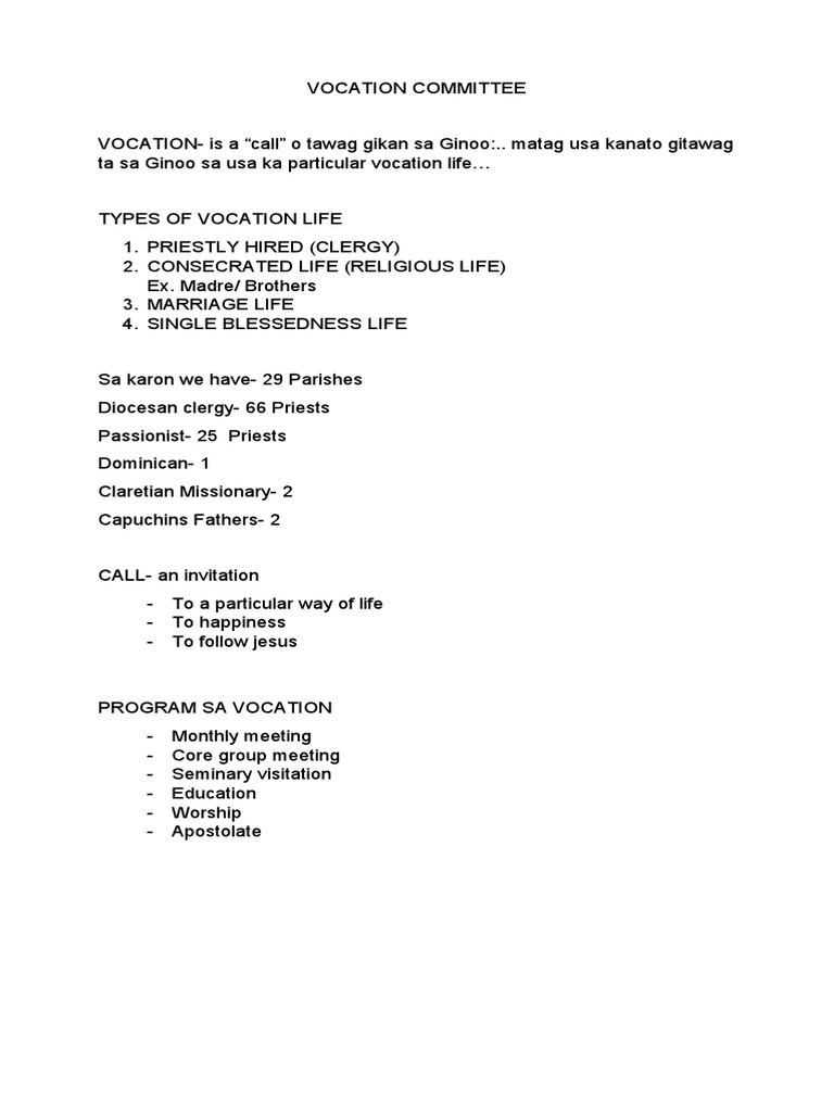 Vocation Committee | PDF