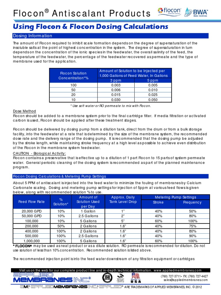 Using Flocon and Dosing Calculations | PDF | Membrane | Dose (Biochemistry)
