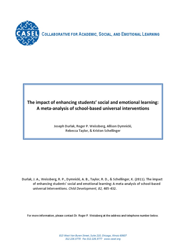 Impact Enhancing Students Social Emotional Learning Meta Analysis ...