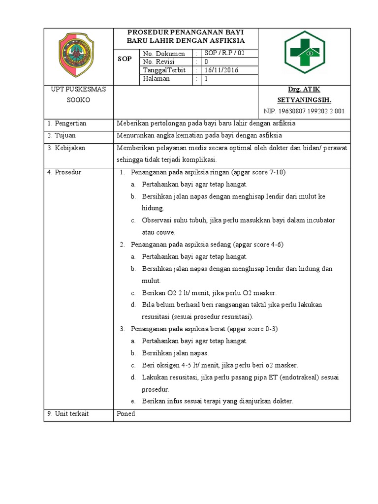 2 SOP Penanganan BBL DG Asfiksia | PDF