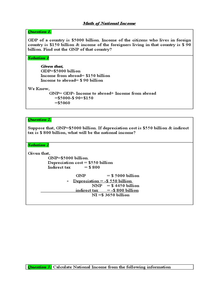 National Income Calculation Methods | PDF | Consumption Of Fixed ...