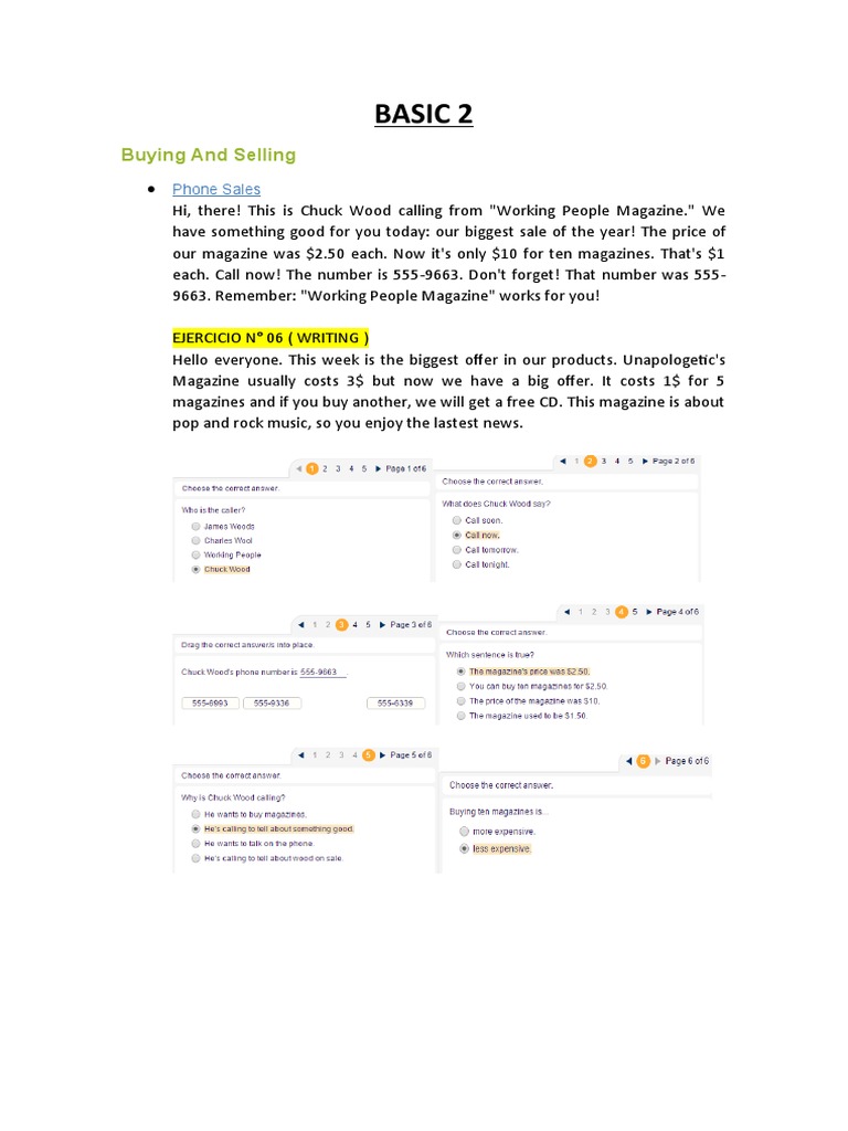 BASIC 2 - Respuestas A Los Examenes | PDF | Salad | Meal