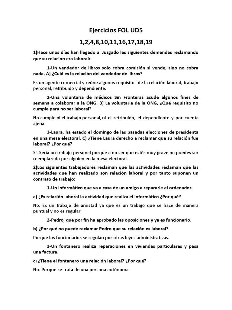 Ejercicios FOL | PDF | Judicaturas