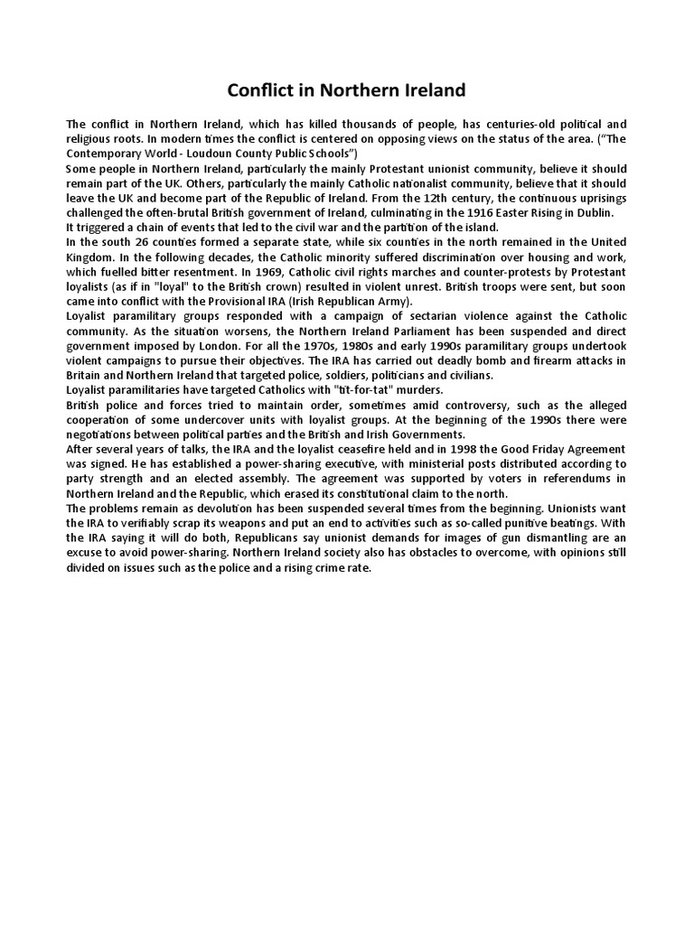 Conflict in Northern Ireland | PDF | The Troubles | Northern Ireland