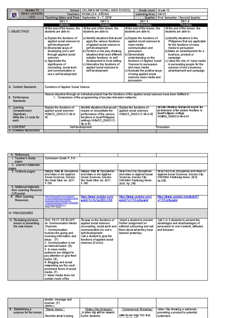 DLP DIASS Q2 Week B-D - Functions of Applied Social Sciences 2 | PDF | Communication | Persuasion