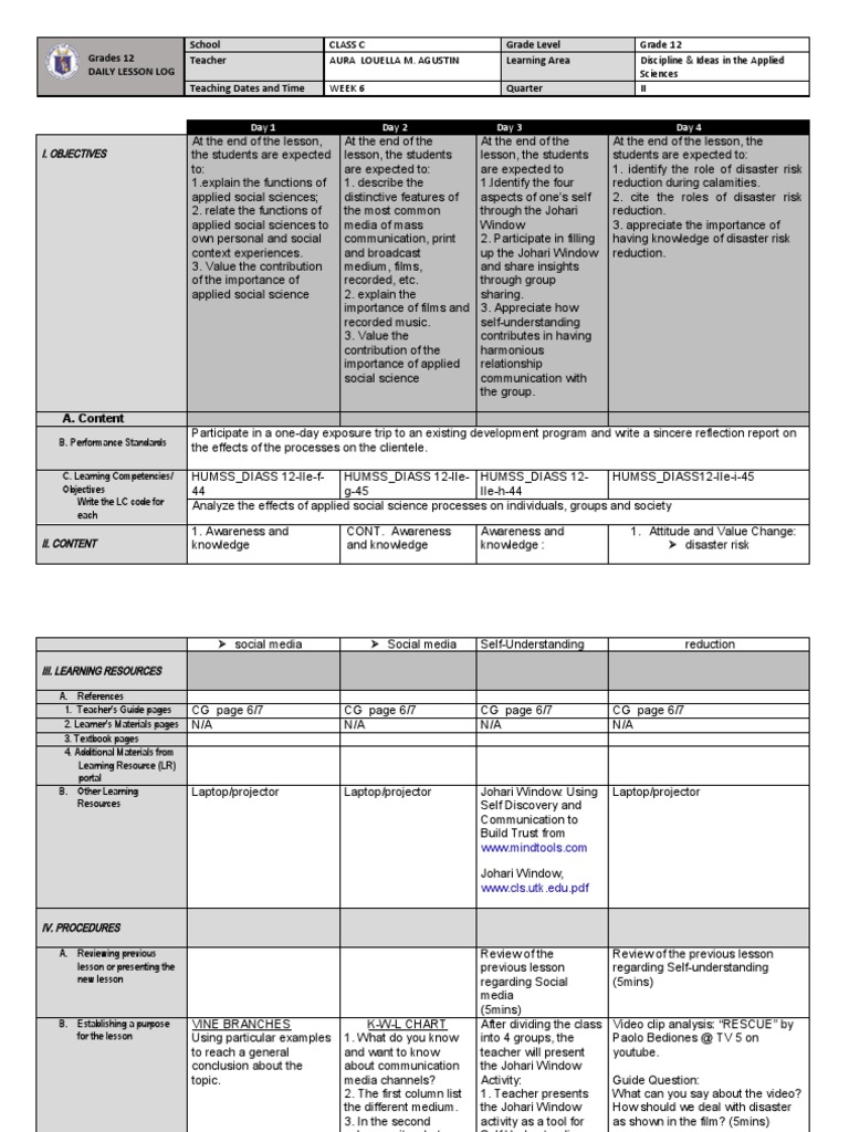 DLP DIASS Q2 Week E-F - Effects of Applied Social Sciences Social Media | PDF | Risk | Communication