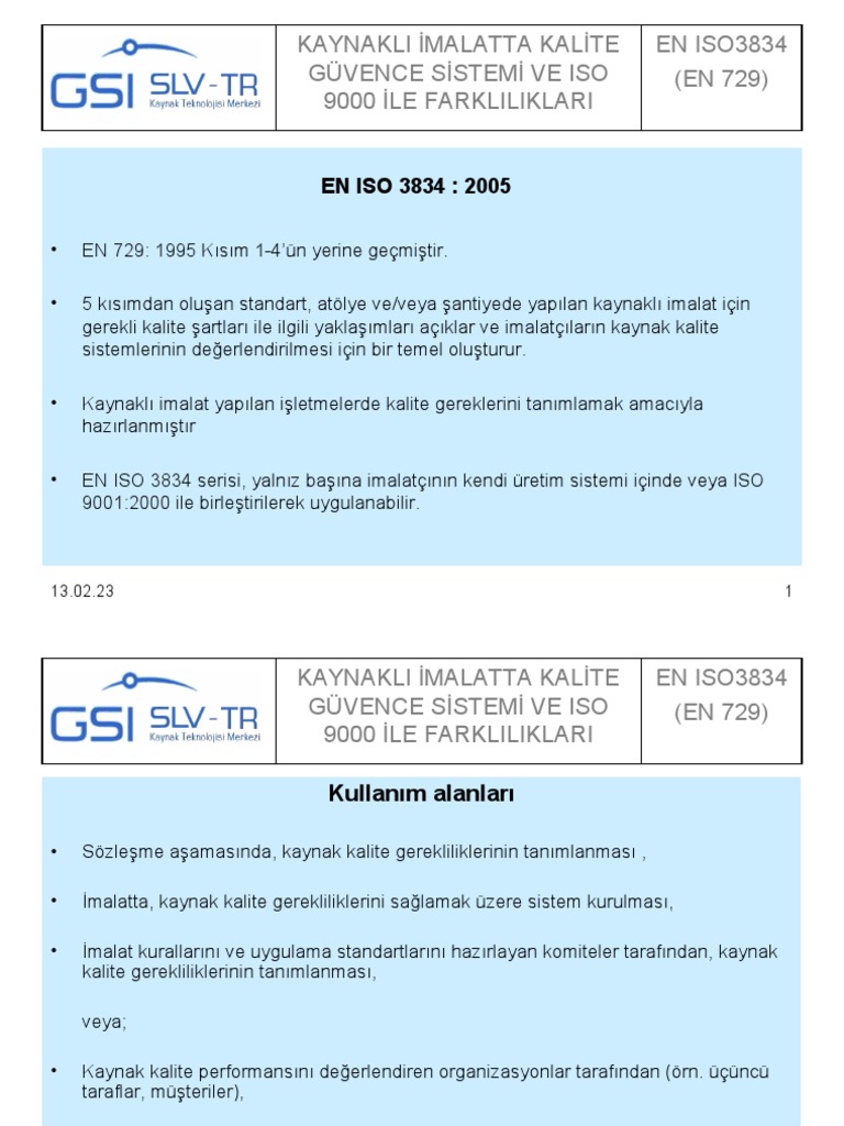 Kaynakli İmalatta Kali̇te Güvence Si̇stemi̇ Ve Iso 9000 İle ...