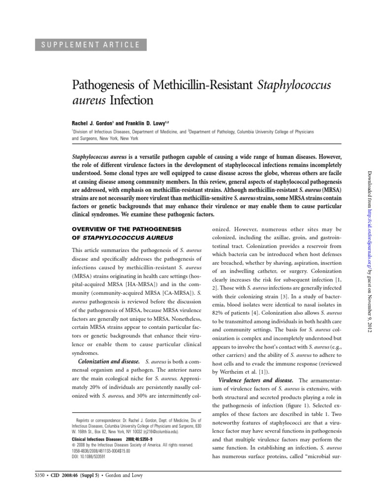 Pathogenesis MRSA Infection | PDF | Methicillin Resistant Staphylococcus Aureus | Staphylococcus ...