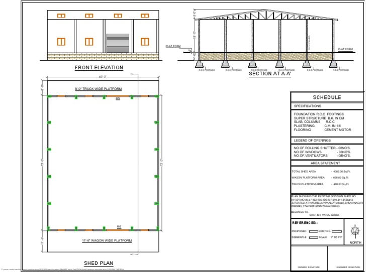 Godown Shed Construction Plan | PDF | Motor Vehicle | Land Vehicles