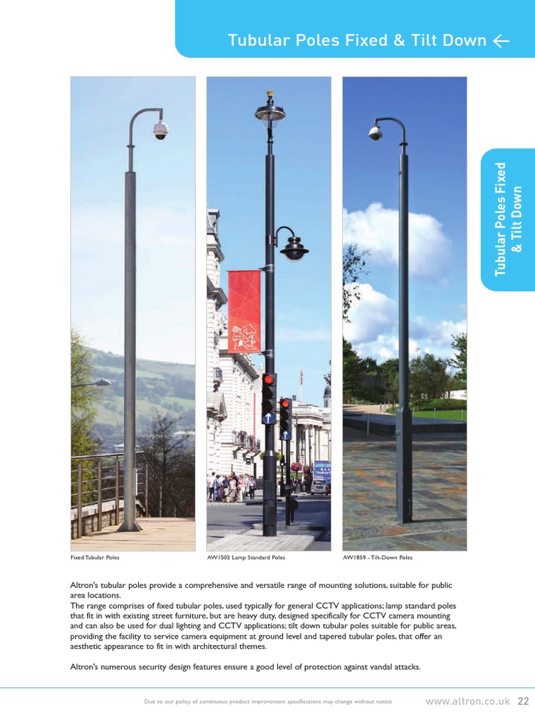 Fixed & Tilt Tubular Poles | PDF | Closed Circuit Television | Screw
