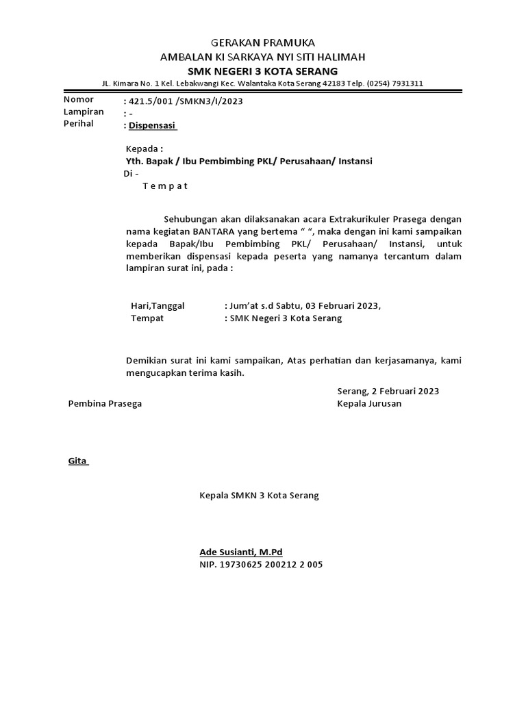 Dispen PKL Bantara | PDF