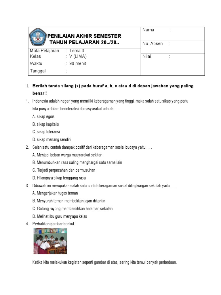 SOAL & Jawaban PAS KELAS 5 TEMA 3 Ver. 2 - WEBSITE WWW - Kherysuryawan.id | PDF | Ilmu Sosial ...