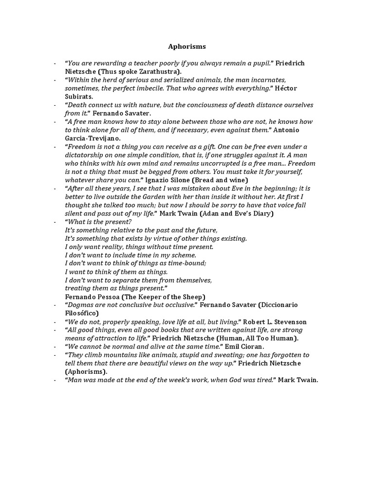 Aphorisms | PDF