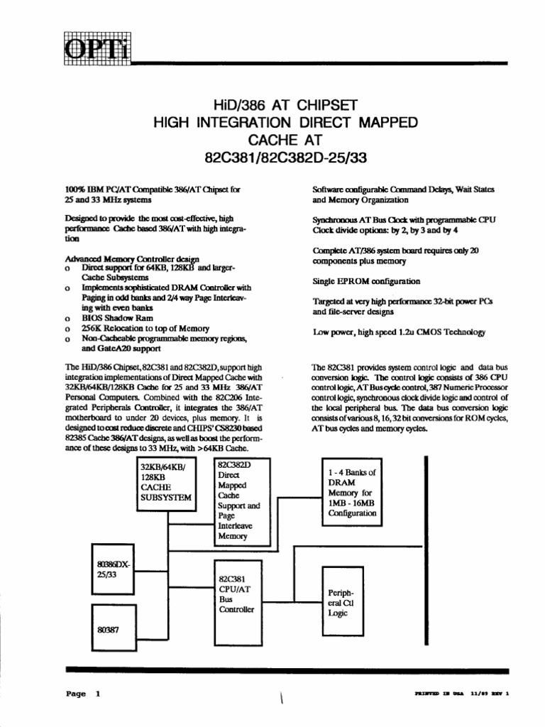 Opti 82C381-82C382 | PDF