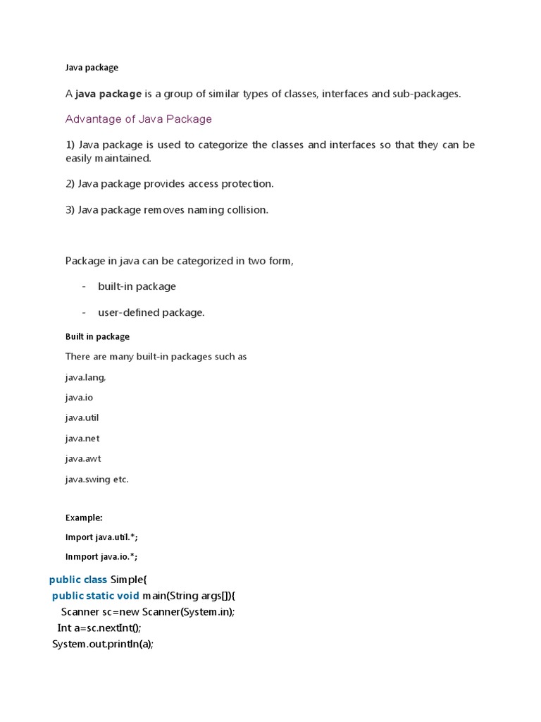 Java Package Pdf Class Computer Programming Java Programming
