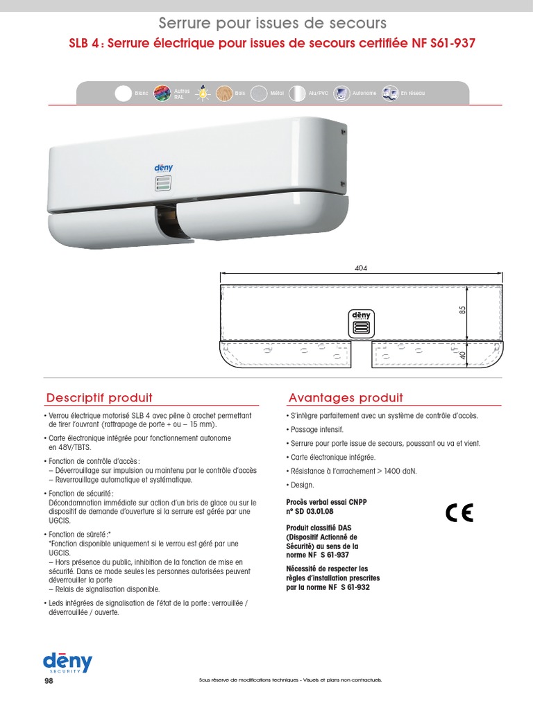 Serrure Électrique SLB4 pour Issues de Secours | PDF | Industrie ...