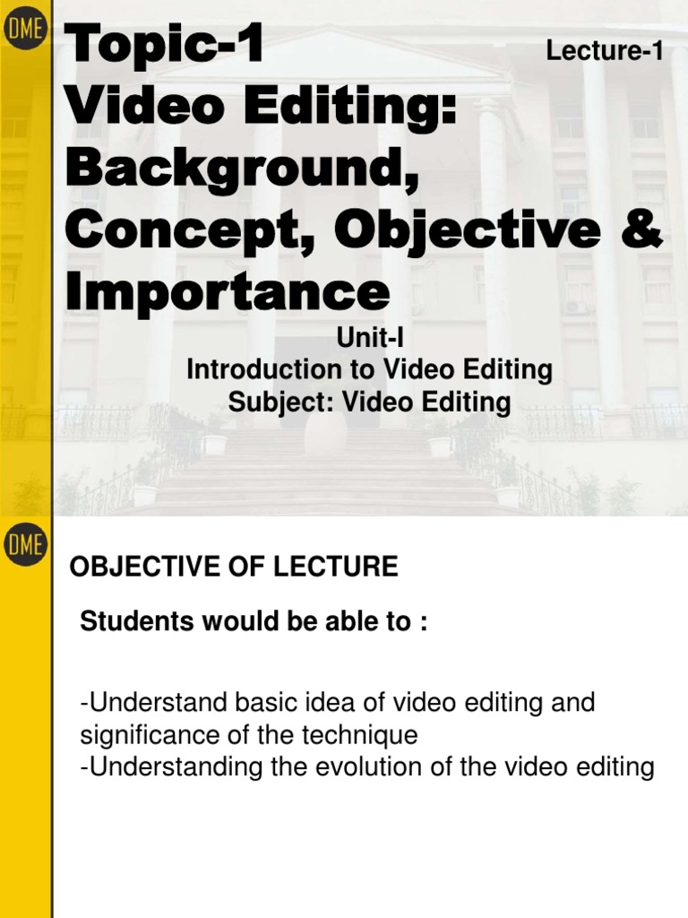 Video Editing - Unit 1 | Download Free PDF | Video | Videotape