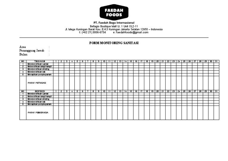 Form Monitoring Sanitasi | PDF