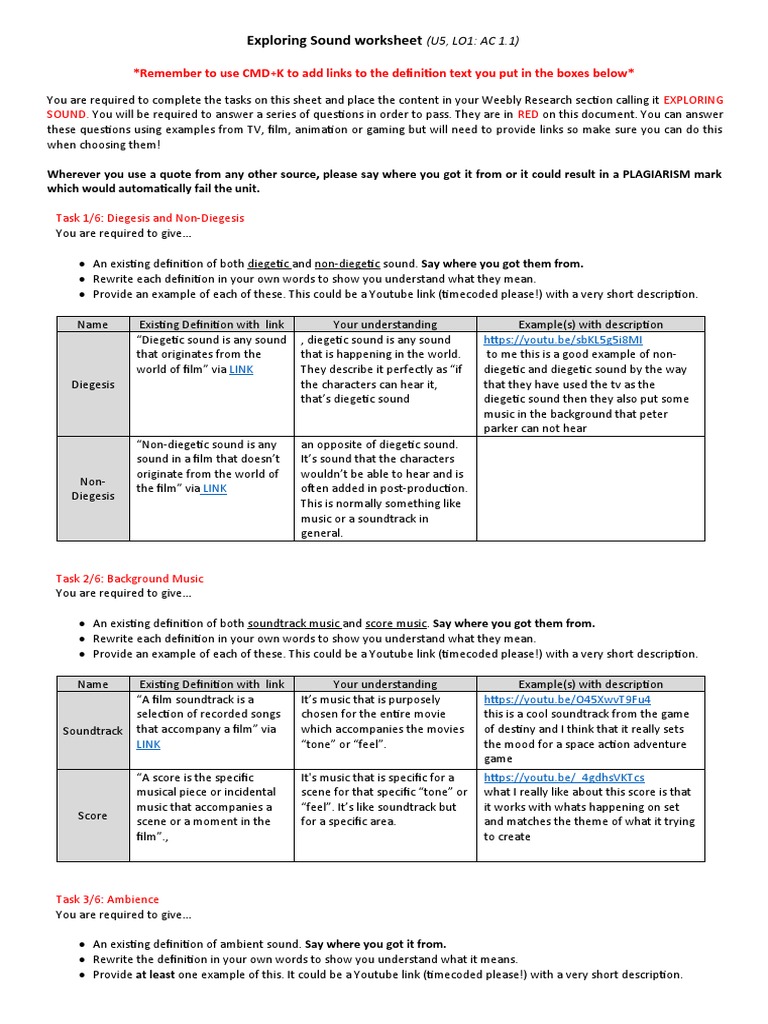 Exploring Sound Worksheet 5 1 1 1 2 | PDF | Distortion | Microphone