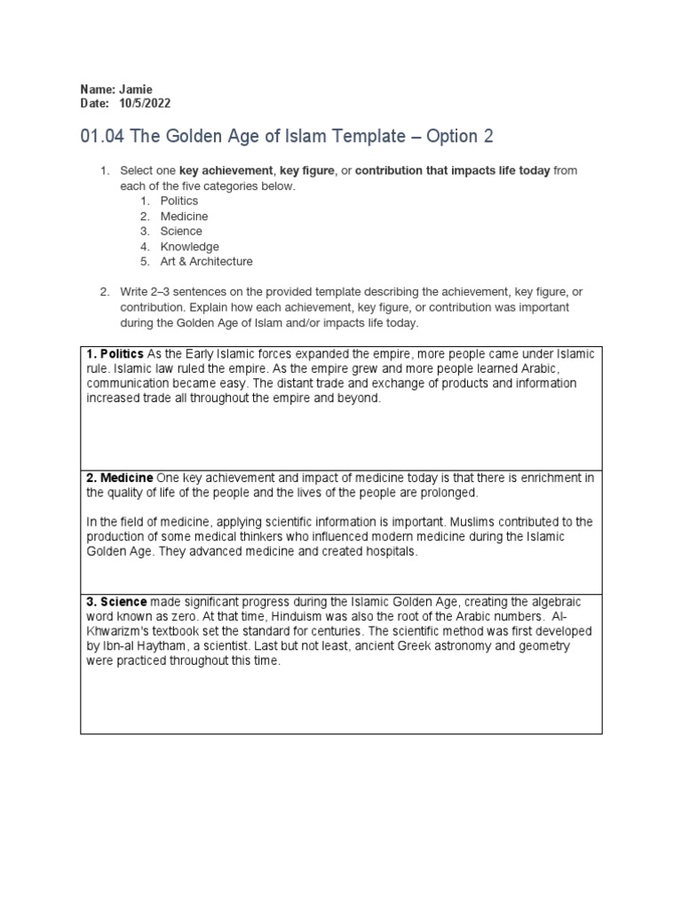 Key Contributions of Islamic Golden Age | PDF | Medicine | Science