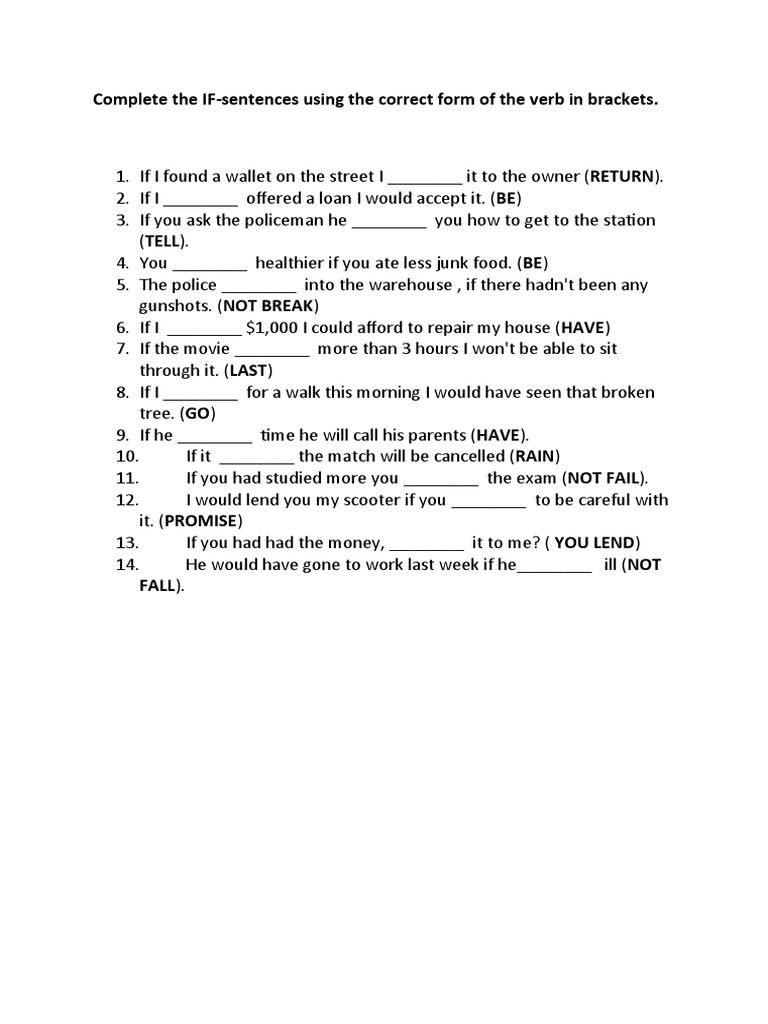 If Clause Exercise | PDF