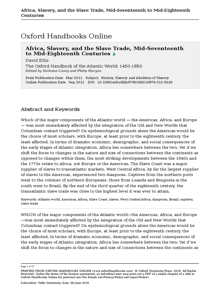 Africa's Role in the Slave Trade (1640-1770) | PDF | Atlantic Slave ...