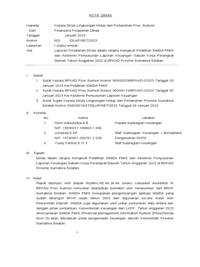 Laporan Pelatihan SIMDA FMIS 2023 | PDF