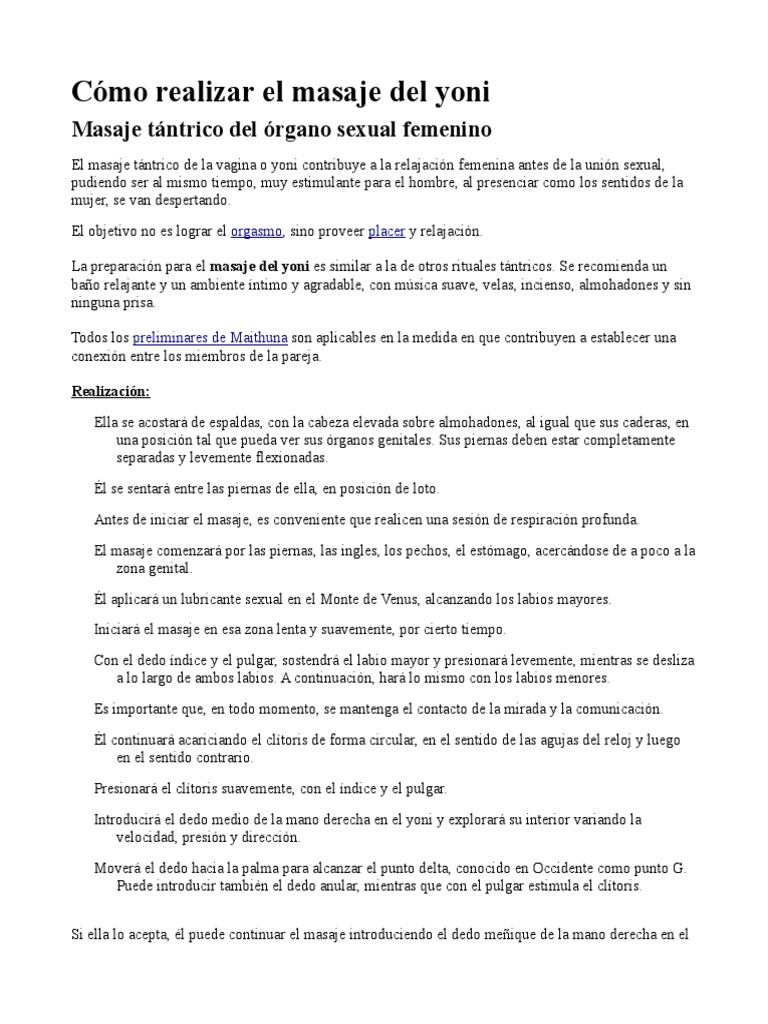 Cómo Realizar El Masaje Del Yoni | PDF | Masaje | Clítoris