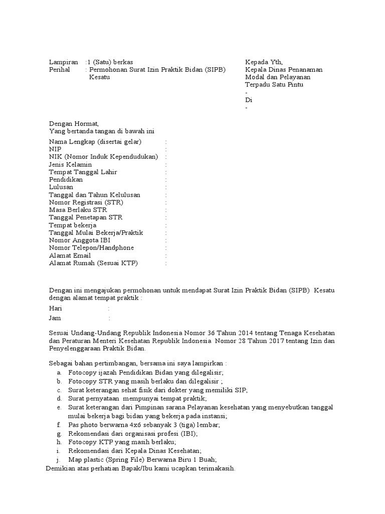 Format Surat Permohonan Sipb Pdf